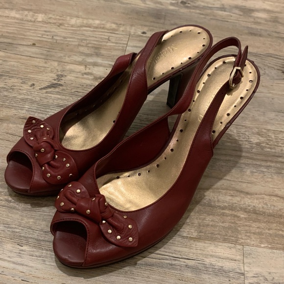 Michelle D | Shoes | Michelle D Red Studded Peep Toe Slingback Heels ...